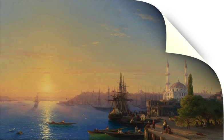 Картина для интерьера "Вид на Константинополь и бухту Золотой Рог", Айвазовский И. К. (104х65 см / без подрамника)