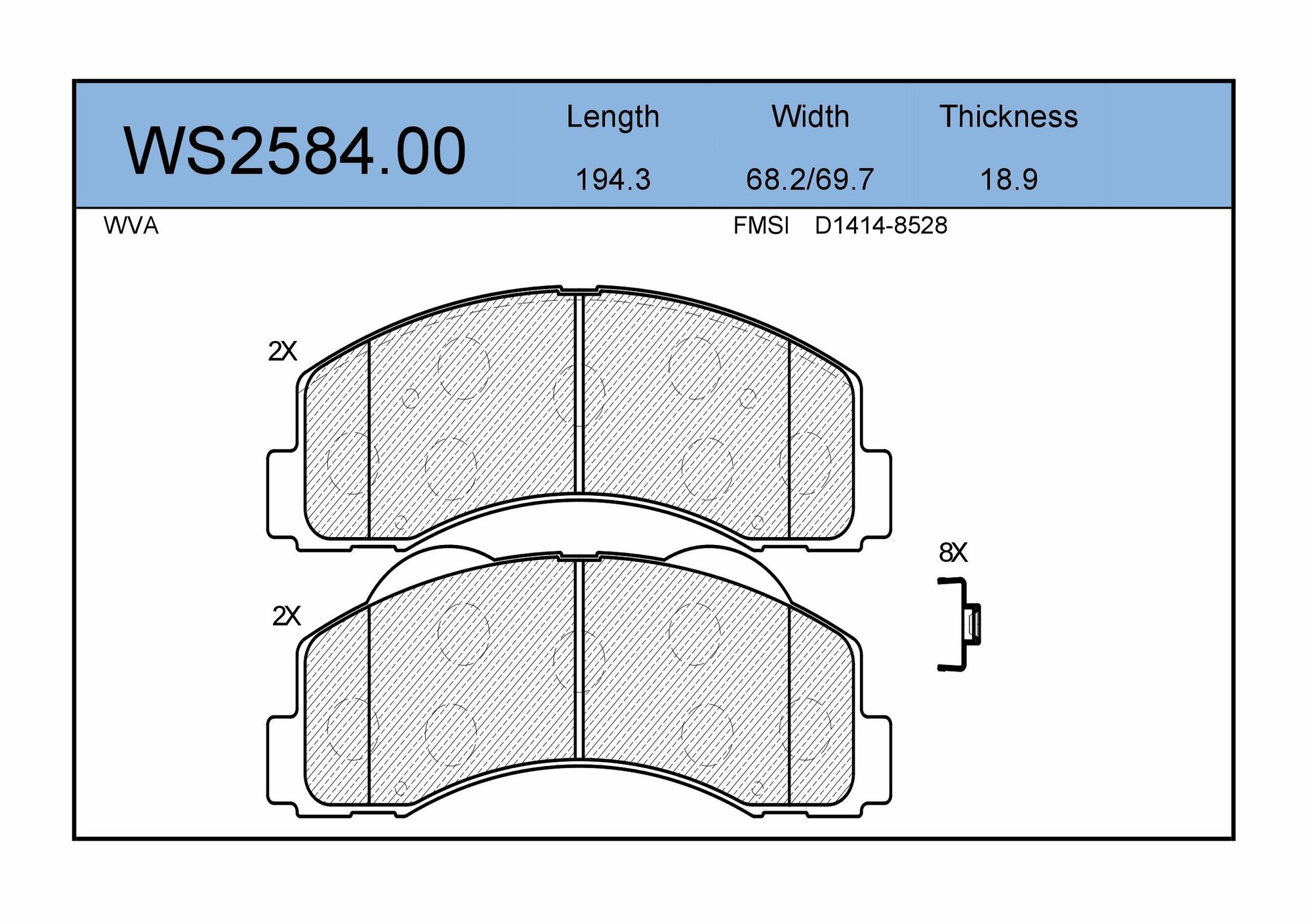 Колодки тормозные дисковые перед JEENICE WS2584.00