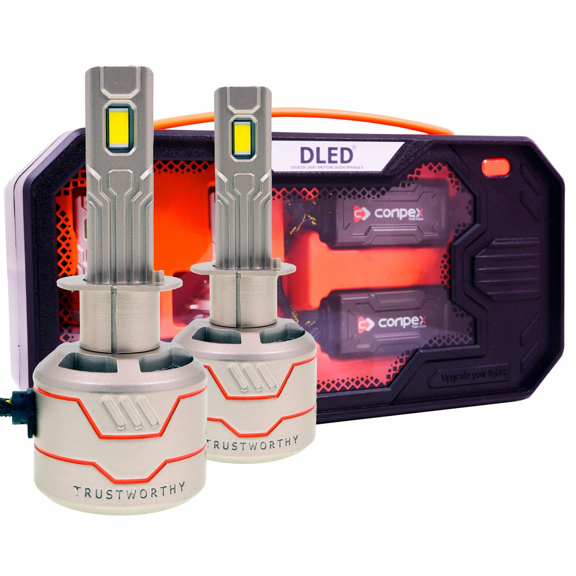 Светодиодные автомобильные лампы H1 P14,5S Серия Conpex "Sparkle 5" CSP 3570 12V-24V 6500K 100W 7000Lm CanBus (2шт.)