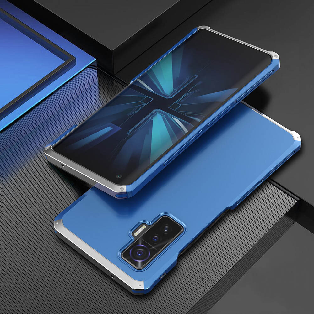 Противоударный чехол для Vivo iQOO 5, Case, синий с серебристым