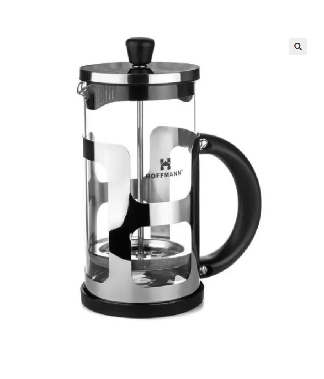 Френч-пресс "Hoffmann" HM 12580, стеклянный стакан, металл/пластик, 800 мл