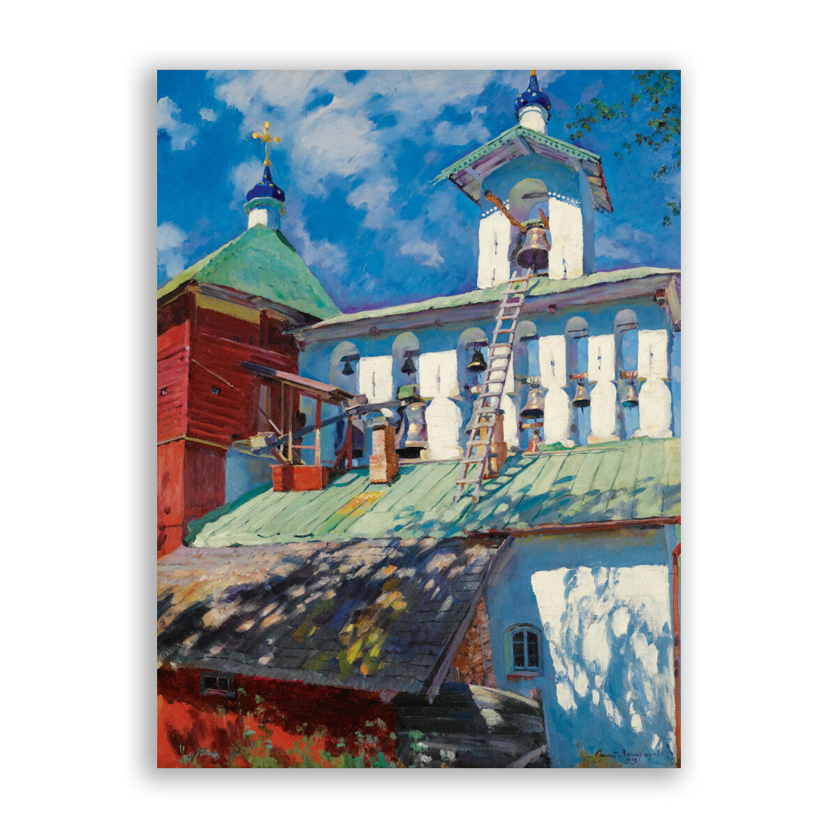 Картина на холсте, репродукция / Сергей Виноградов - Звонница монастыря / Размер 40 x 53 см