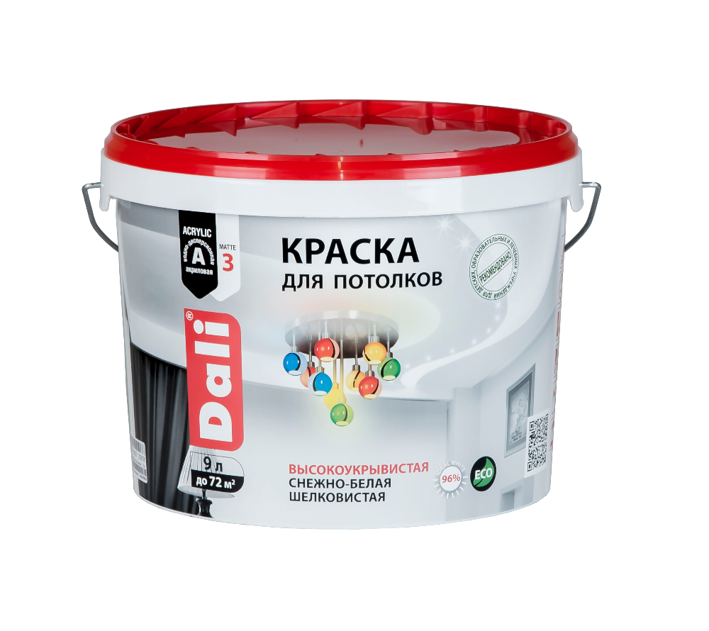 Dali / Дали краска для потолков акриловая глубокоматовая 9л