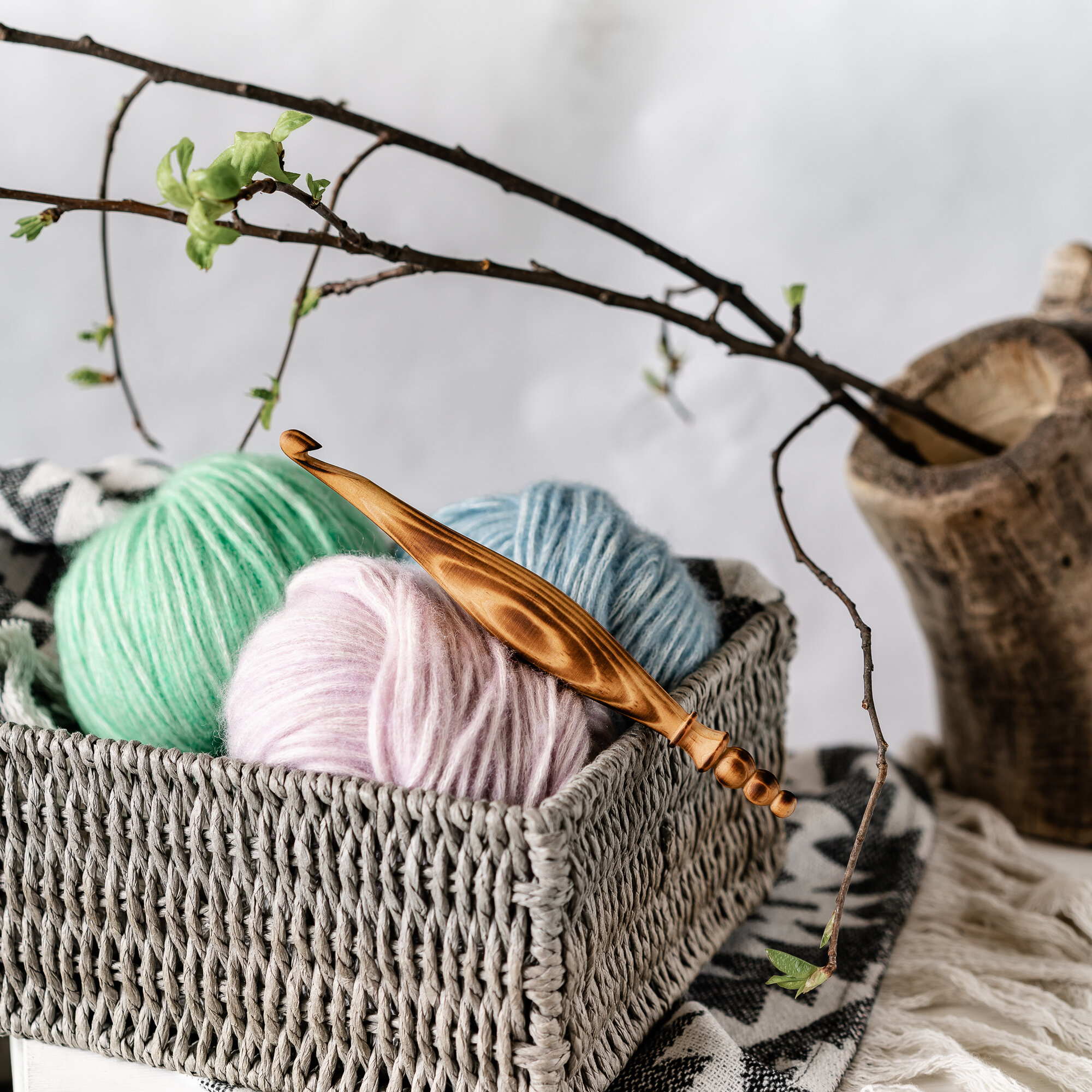 Деревянный крючок для вязания из древесины кедра 7.5 мм. K263