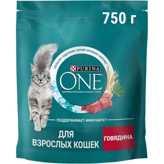 Сухой корм для кошек Purina One с говядиной с цельными злаками 750 г