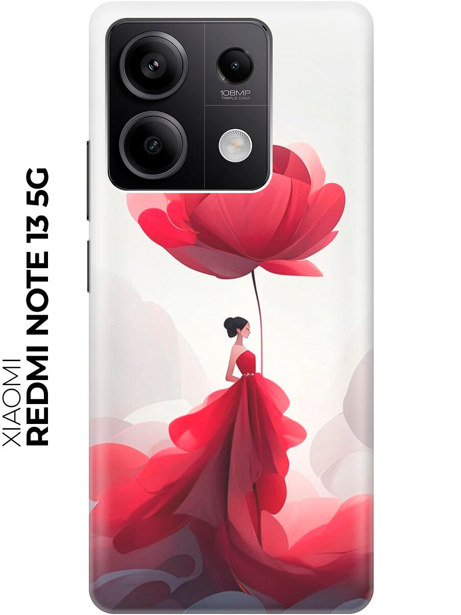 Силиконовый чехол на Xiaomi Redmi Note 13 5g / Сяоми Редми Ноут 13 5г с рисунком "Цветочная девушка в красном"