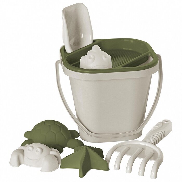 Н-р Lalababy for Green Republic (ведерко, сито, совочек, грабельки, 4 форм) лён