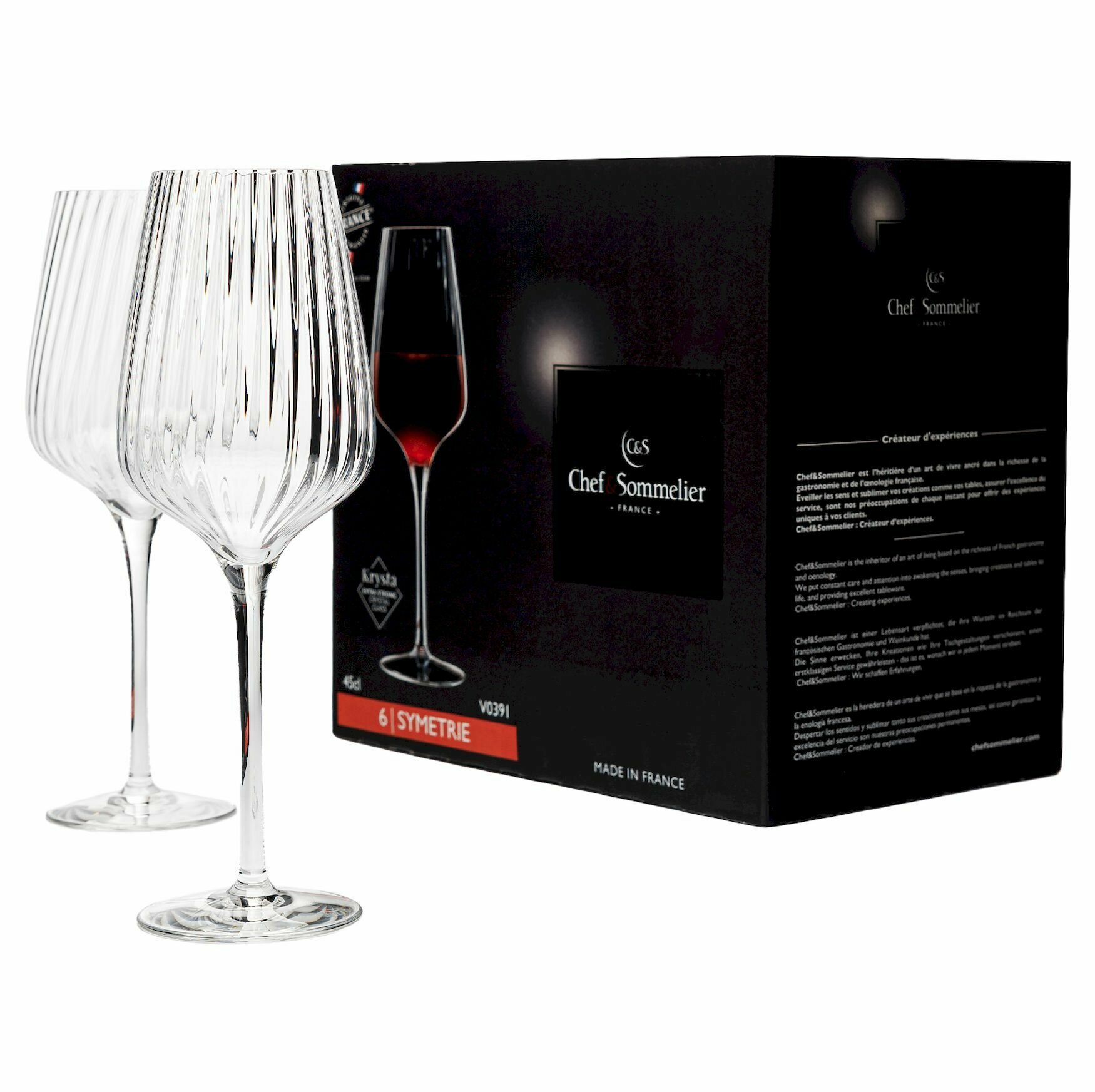 Бокалы Chef&Sommelier "Symetrie", для вина, хрустальное стекло, 450мл, 6шт