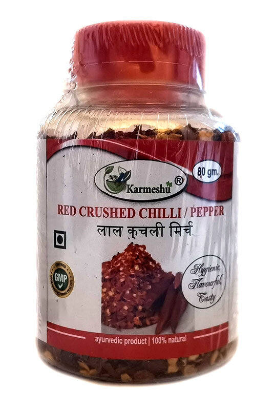 RED CRUSHED CHILLI PEPPER, Karmeshu (перец красный чили дроблёный, Кармешу), банка 80 г.