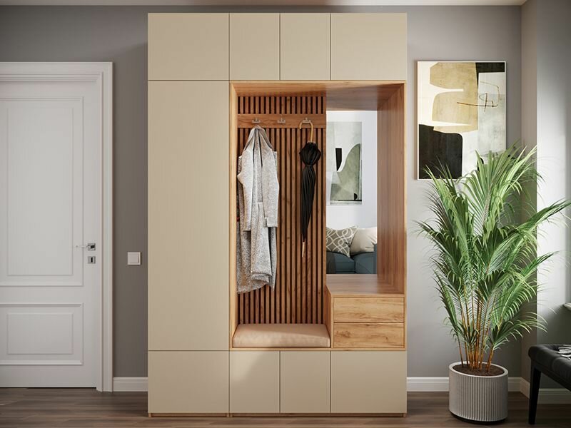 Прихожая в коридор "Дуглас 7" 150х240х50 Дуб крафт золотой / Бромелия