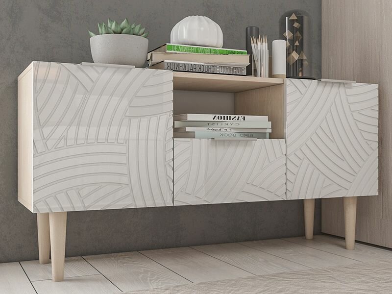 Комод для вещей "Йорк 5" 120х60х40, кремона шампань / белый глянец