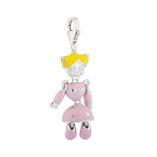 Подвеска на браслет, серебро, 925 проба, родирование, фианит