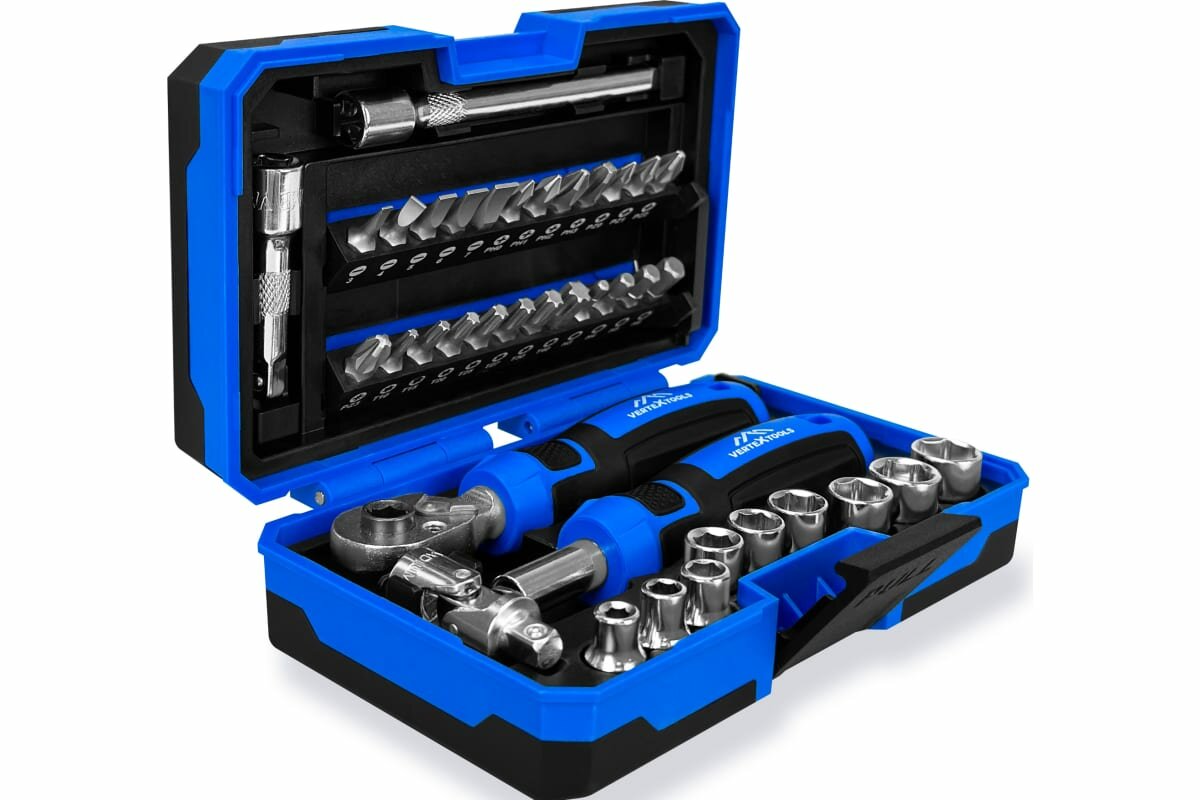 Vertextools Набор бит 38 предметов держатель трещотка удлинитель кардан головки 0033-38