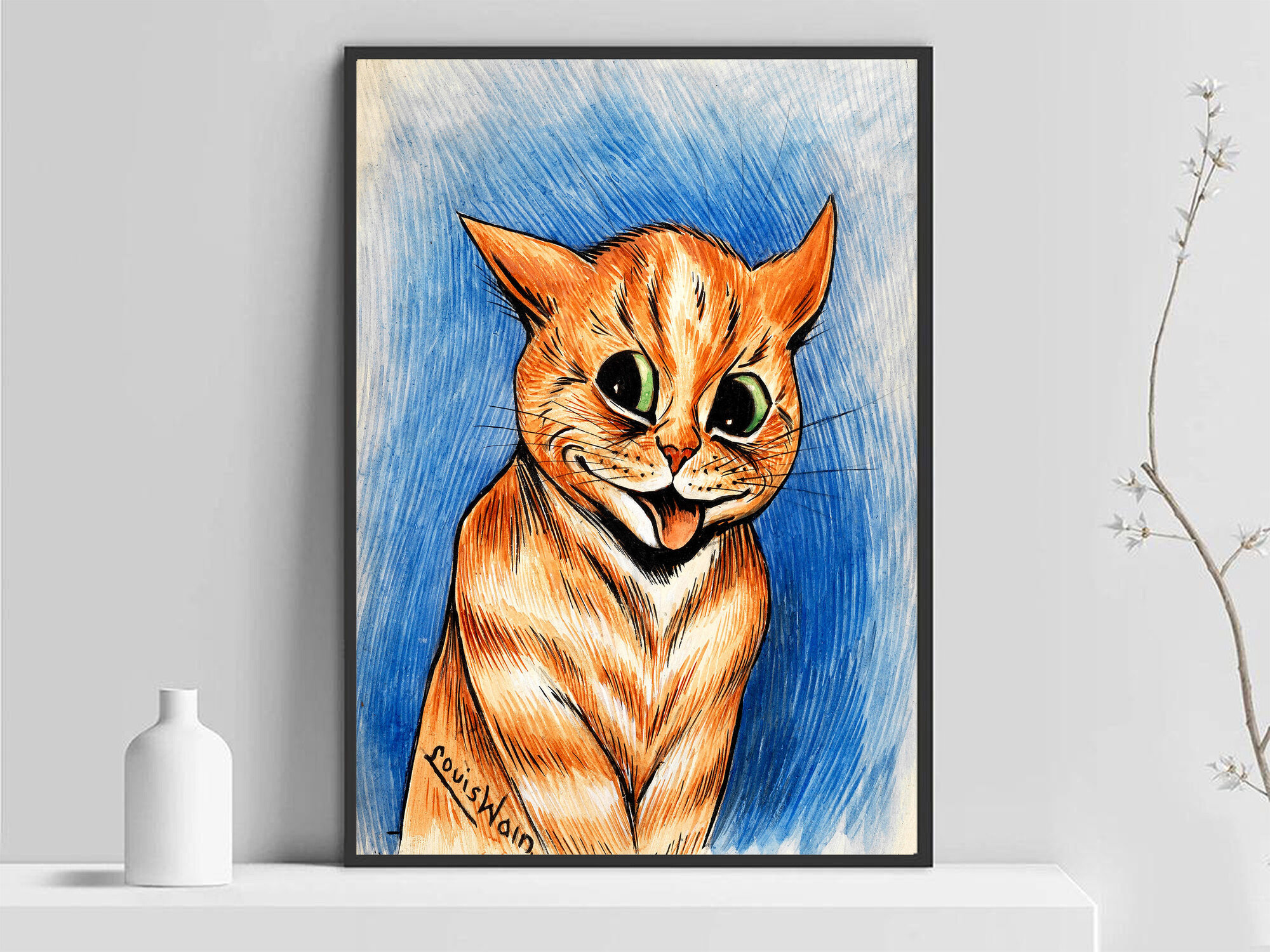 Ретро плакат Луис Уэйн Кот Улыбака - Рыжий Котик Louis Wain (размер A3)