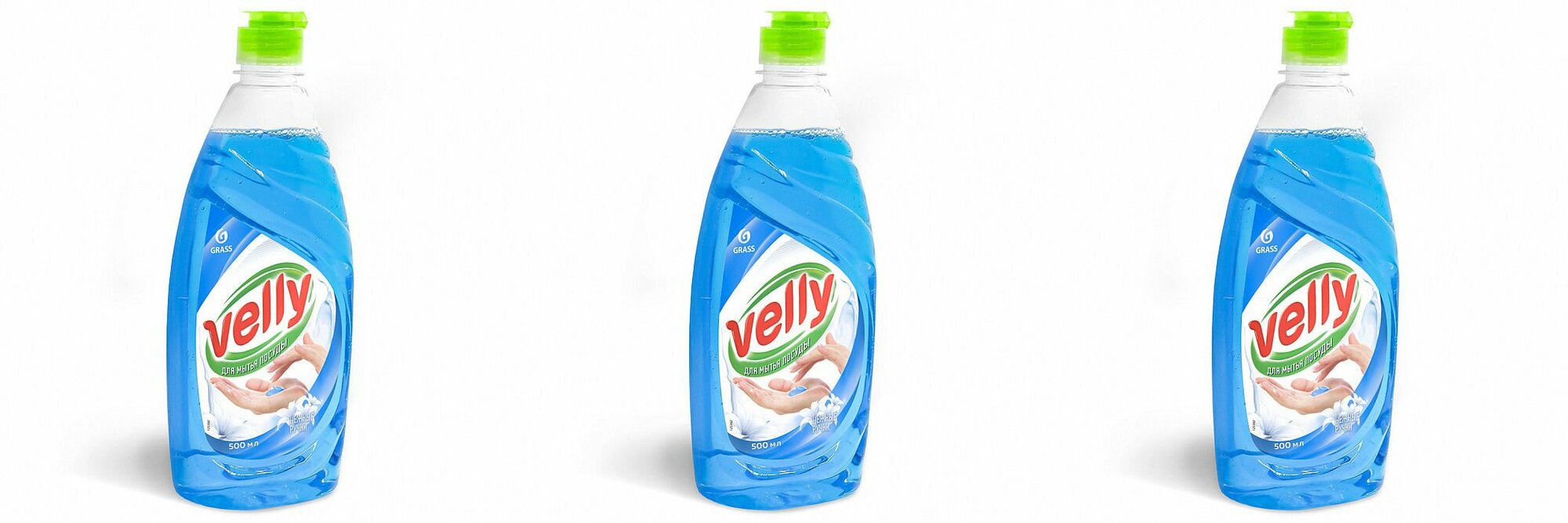 Grass Средство для мытья посуды, Velly Нежные ручки, концентрат, 500 мл, 3 шт.