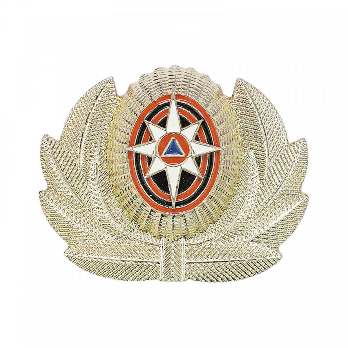 Кокарда МЧС овал в венке (оранжевый, черный)