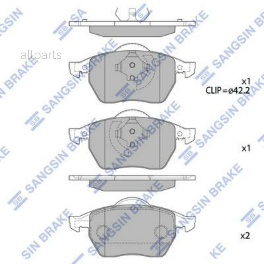 SANGSIN BRAKE SP2097A SP2097A колодки дисковые передние!\ Audi A3 1.8T, VW Golf III-IV/Passat 1.8T-2.9 96>