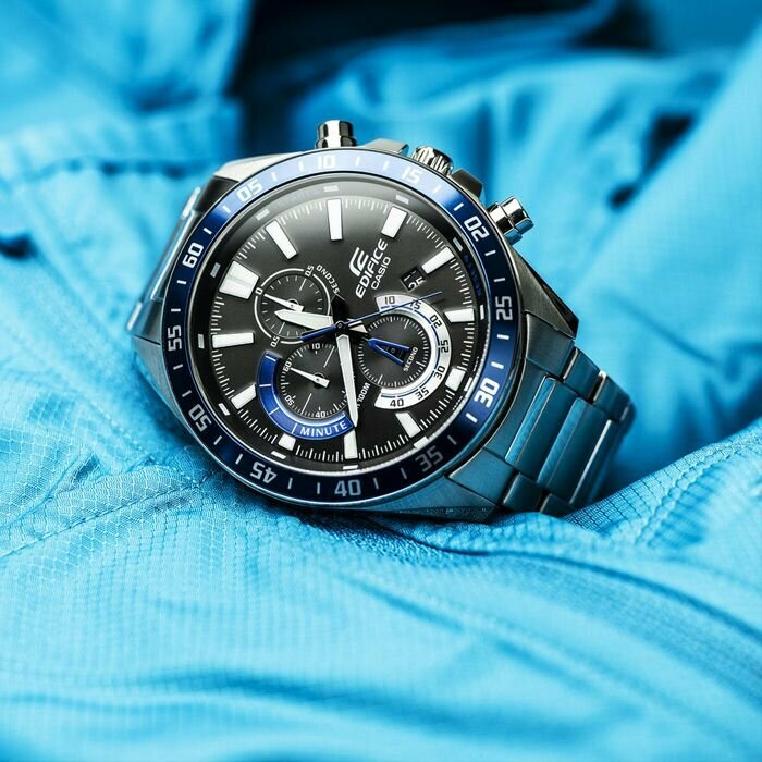 Наручные часы CASIO, синий, серебряный, черный — фото 1