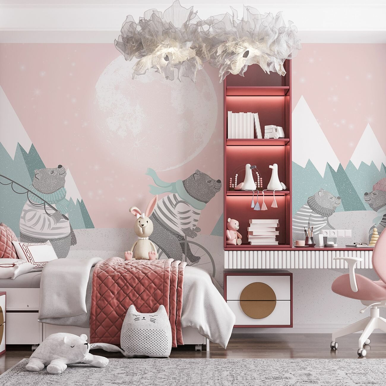 Фотообои/F-436 Луна над зелеными горами 400х270-Divino