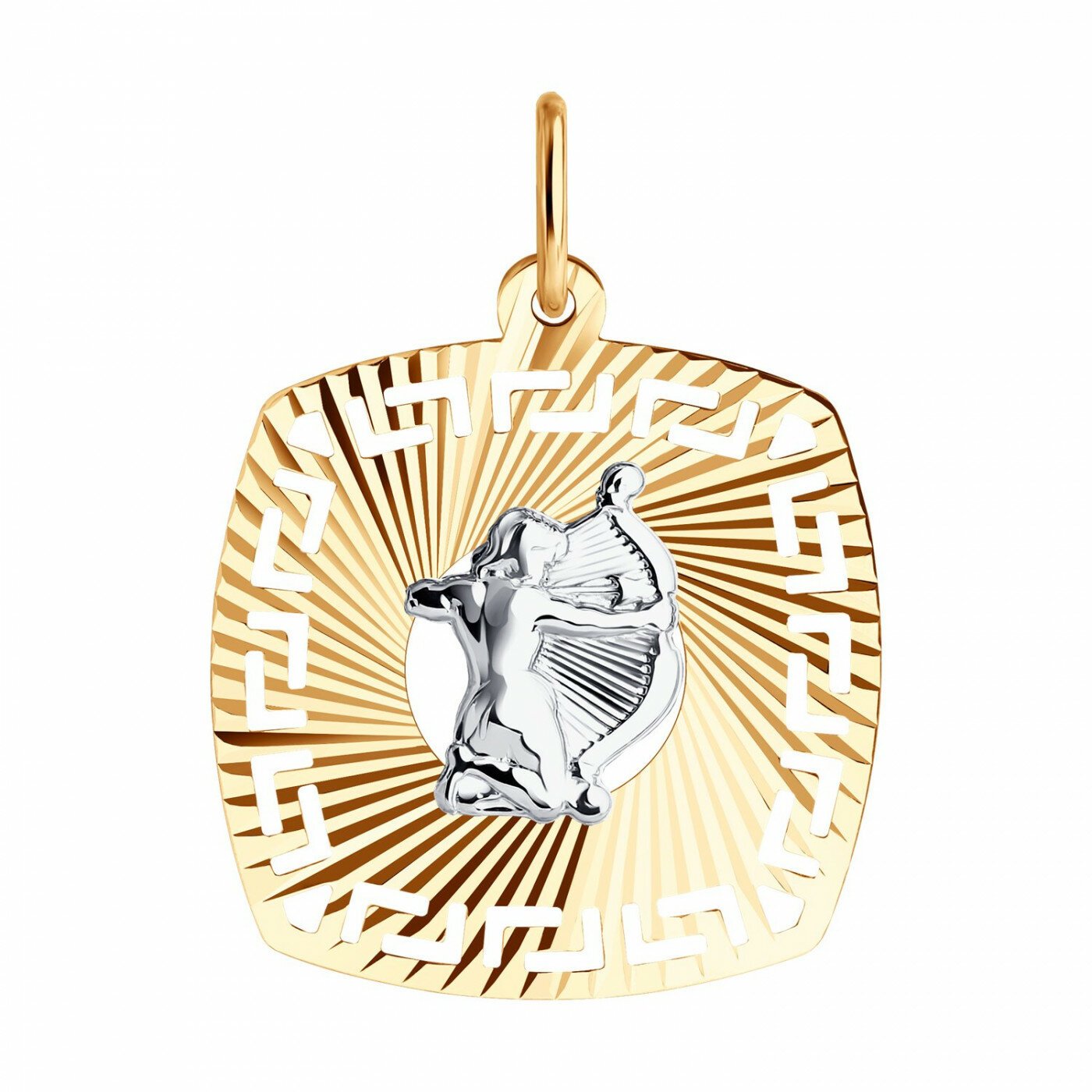 Подвеска, комбинированное золото, 585 проба