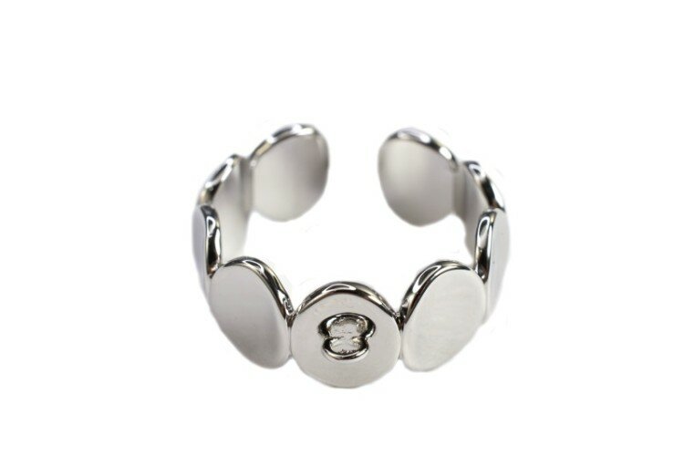 Основа для кольца 18мм (регулируется) с петелькой 1,5мм, латунь, родий, 15-037, 1шт