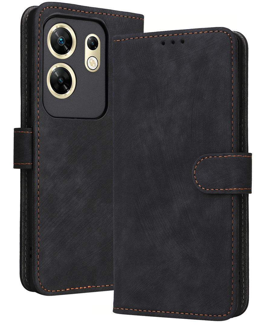 Чехол книжка для Infinix Zero 30 (4G) c магнитной застежкой / Инфиникс Зеро 30 (4Джи) c отделением под карты (черная)