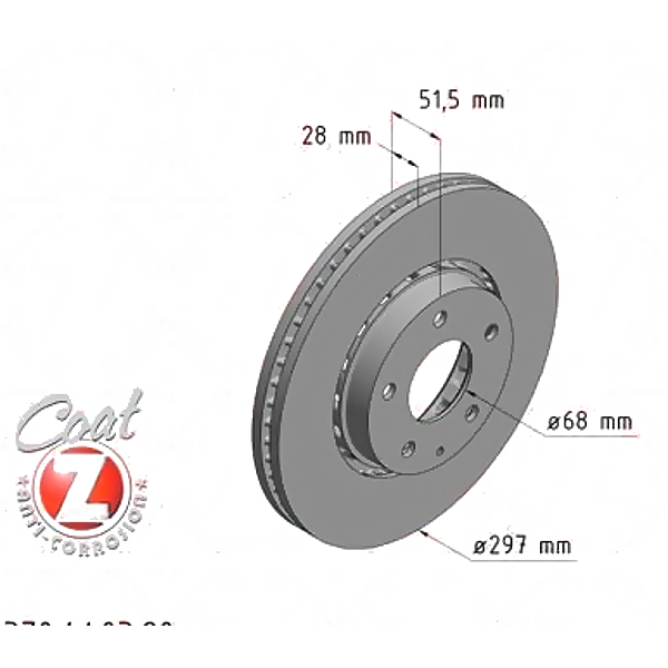 ZIMMERMANN 370.4403.20 диск торм Mazda (Мазда) cx-5 11- пер 297x28 (цо 68)