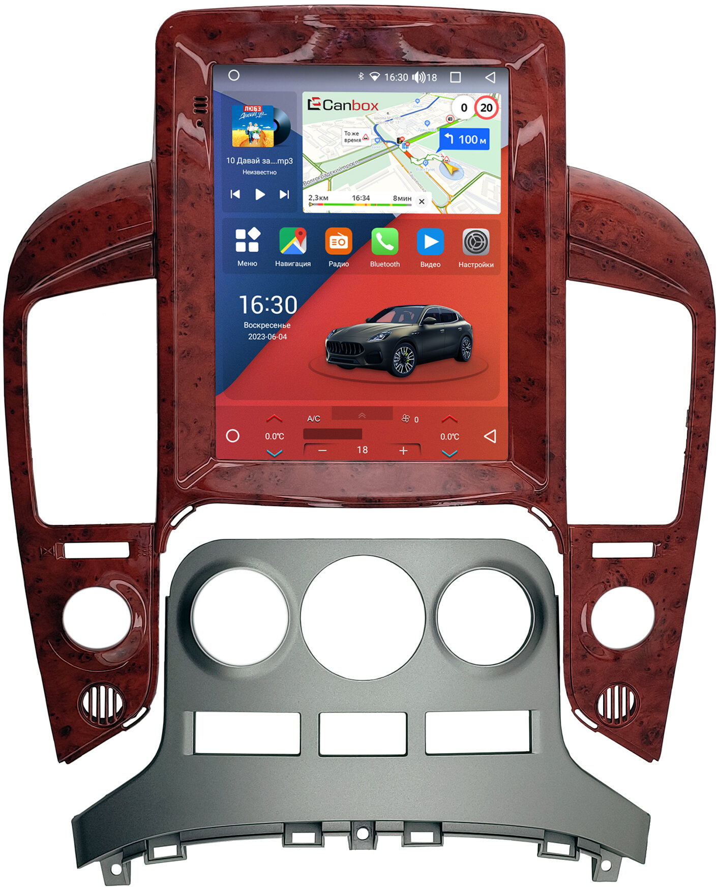 Штатная магнитола Hyundai Grand Starex, H1 2 2007-2015 (авто без климат-контроля, глянцевая, цвет под дерево) Canbox PRO-Line (Tesla) 9.7" 8/256 7883-