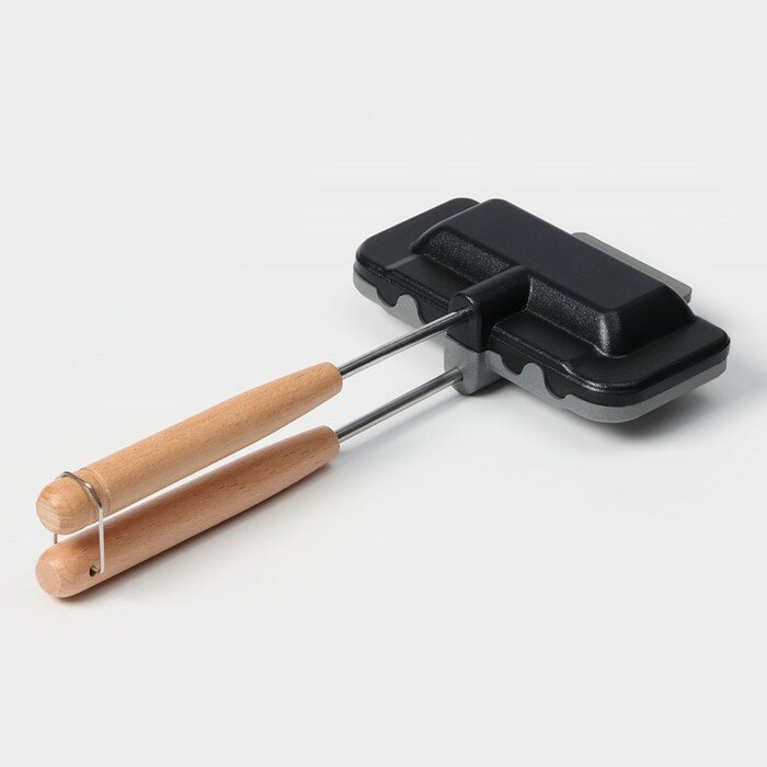 Сковорода для сэндвичей Доляна, 29.5×14.3×4 см, двусторонняя, с антипригарным покрытием, литой алюминий, чёрная