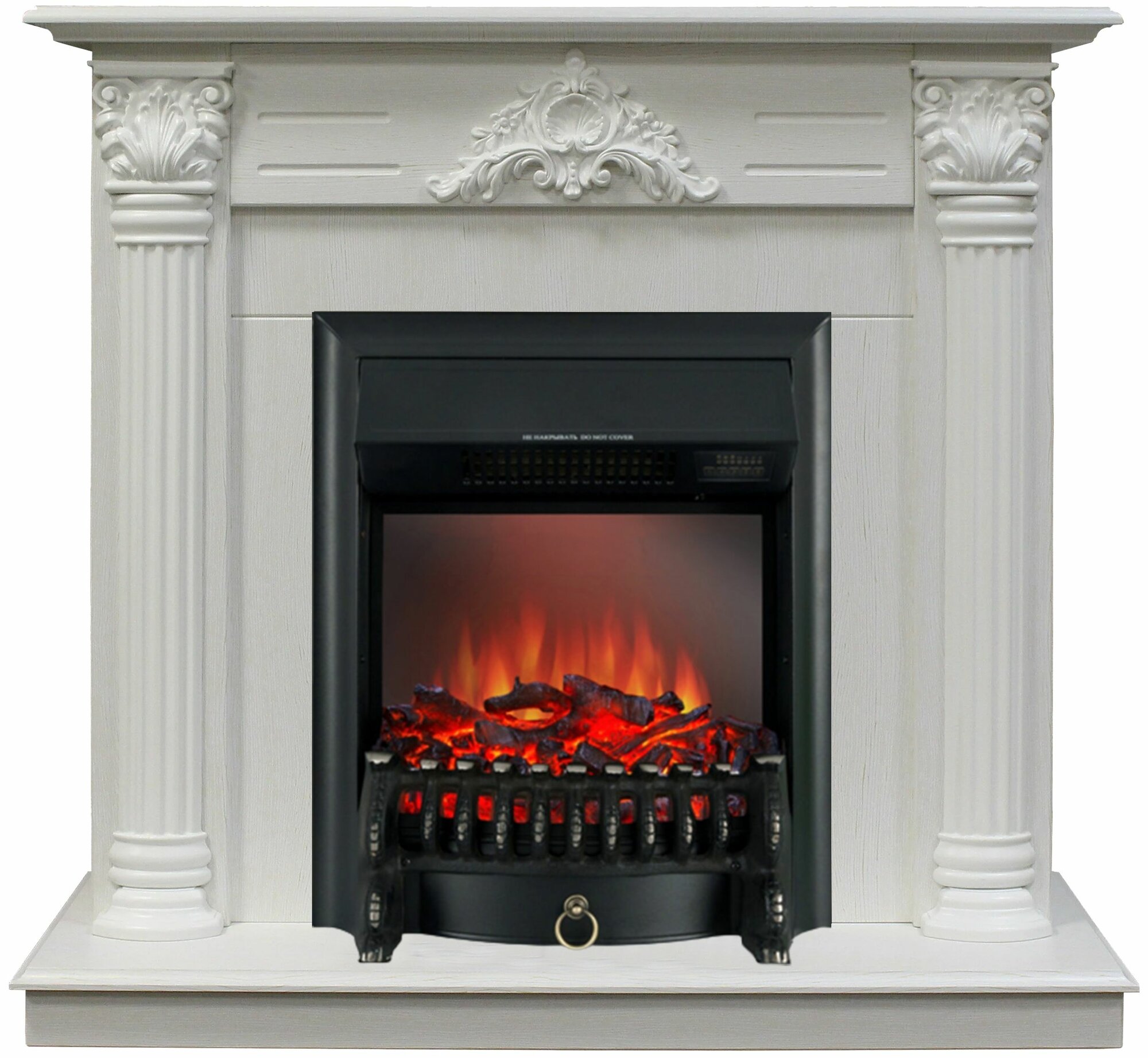 Камин электрический RealFlame Stefania WT (белое золото) с очагом Fobos (электрокамин)