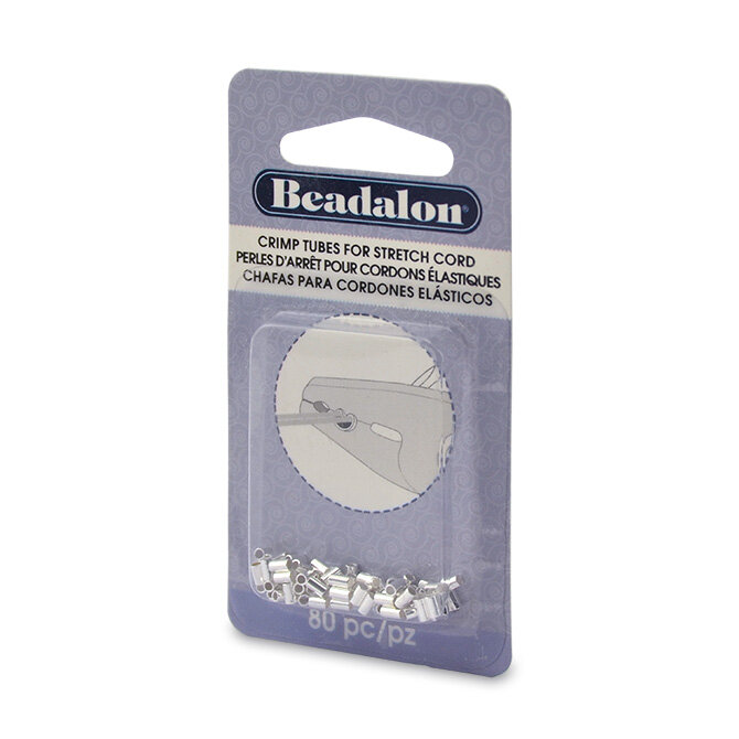 Кримпы, 3х2мм, Beadalon, трубочки, базовый материал - латунь, посеребренные, 80 шт.