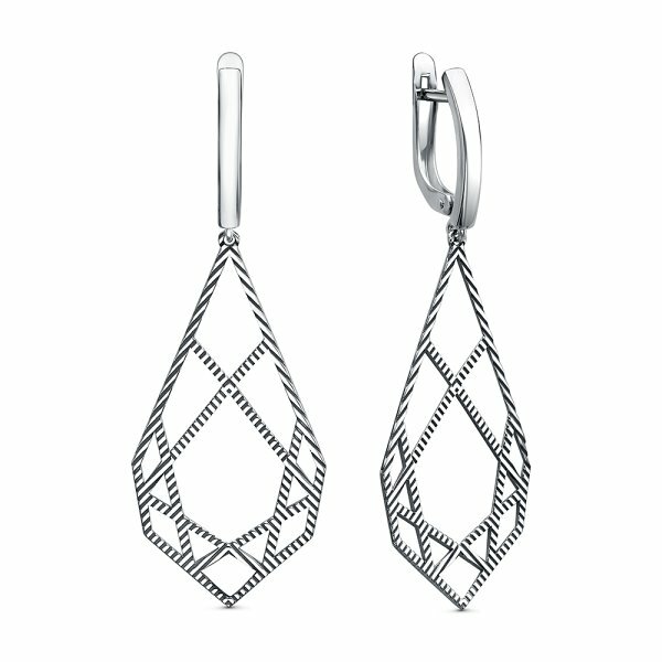 Серьги с подвесками, серебро, 925 проба, родирование