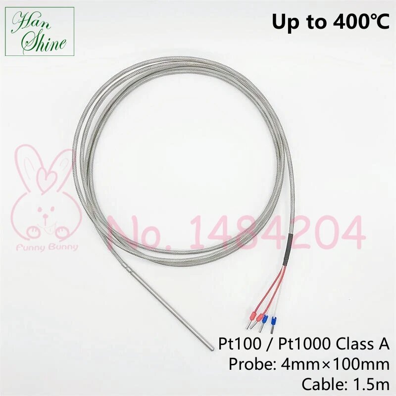 Термодатчик Han Shine Pt100/Pt1000 4-проводной 4мм×100мм 1,5м Class A Pt100