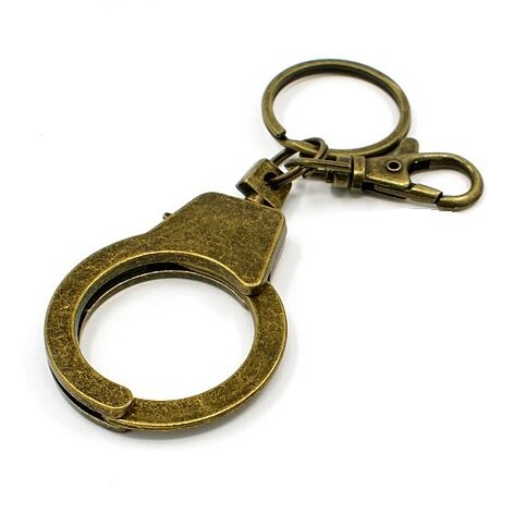 Основа под брелок, 110х43мм, кольцо-карабин с двойным кольцом и карабином, базовый материал - оловянный сплав, бронзового цвета, 1 шт.