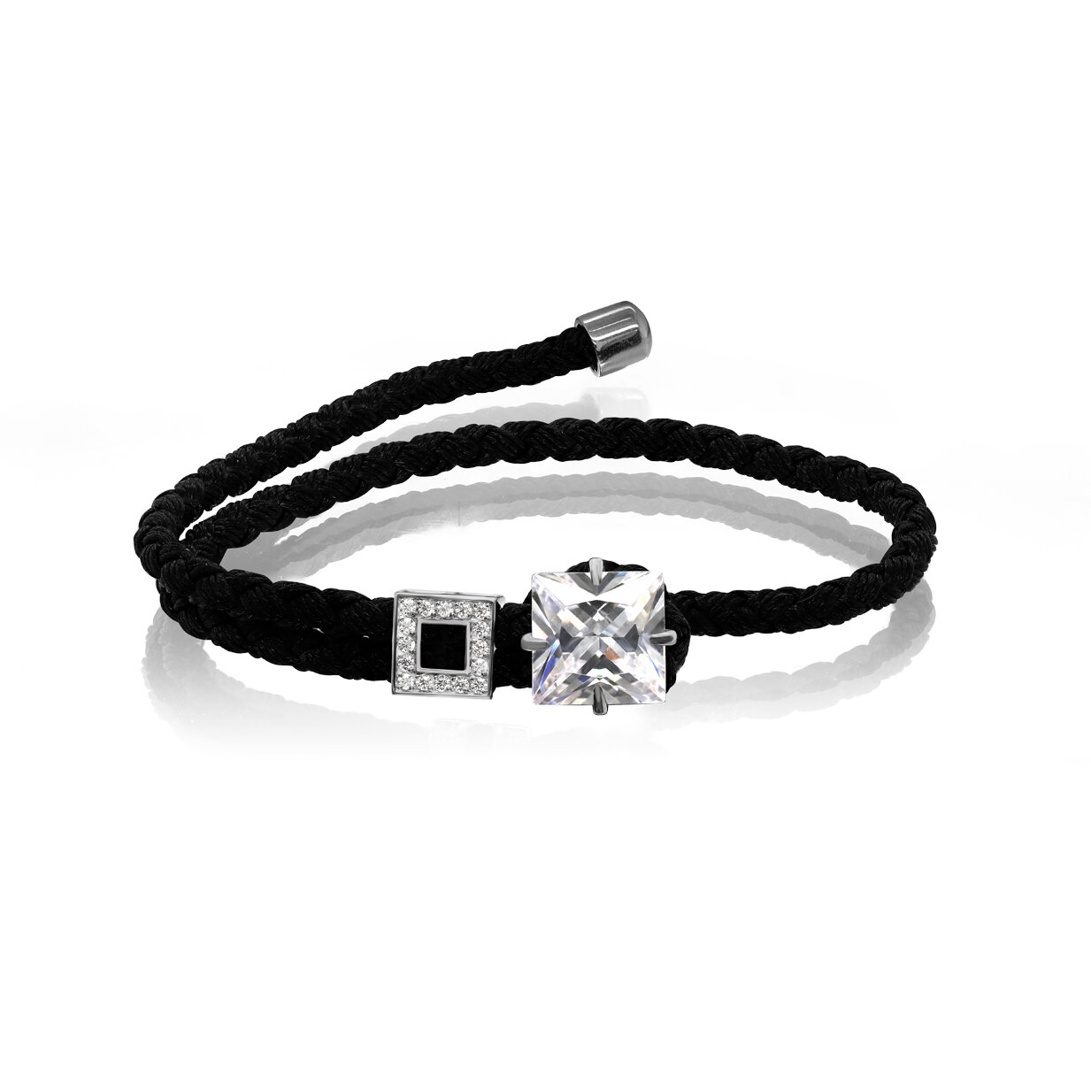 Браслет-цепочка, серебро, 925 проба, родирование, фианит