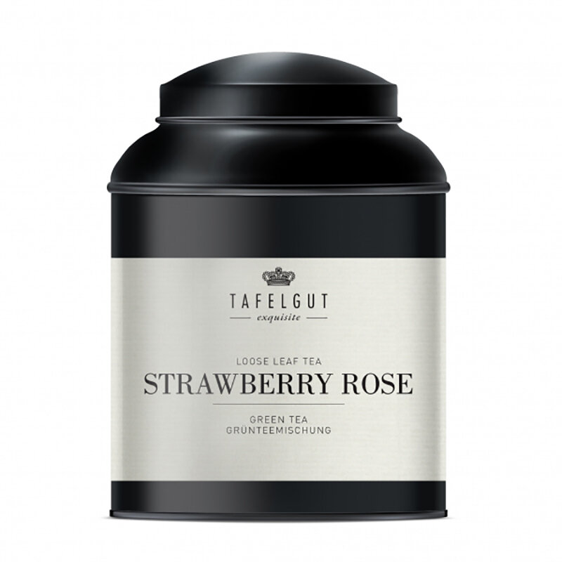 Зеленый чай Tafelgut "STRAWBERRY ROSE", с клубникой и розой, в жестяной банке 100 гр