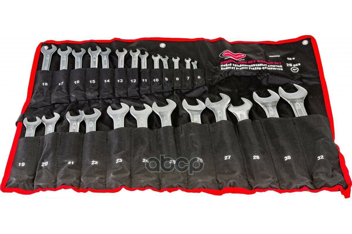Набор ключей комбинированных 6-28,30,32мм 25 предметов на полотне ROCKFORCE ROCK FORCE арт. RF-5261H