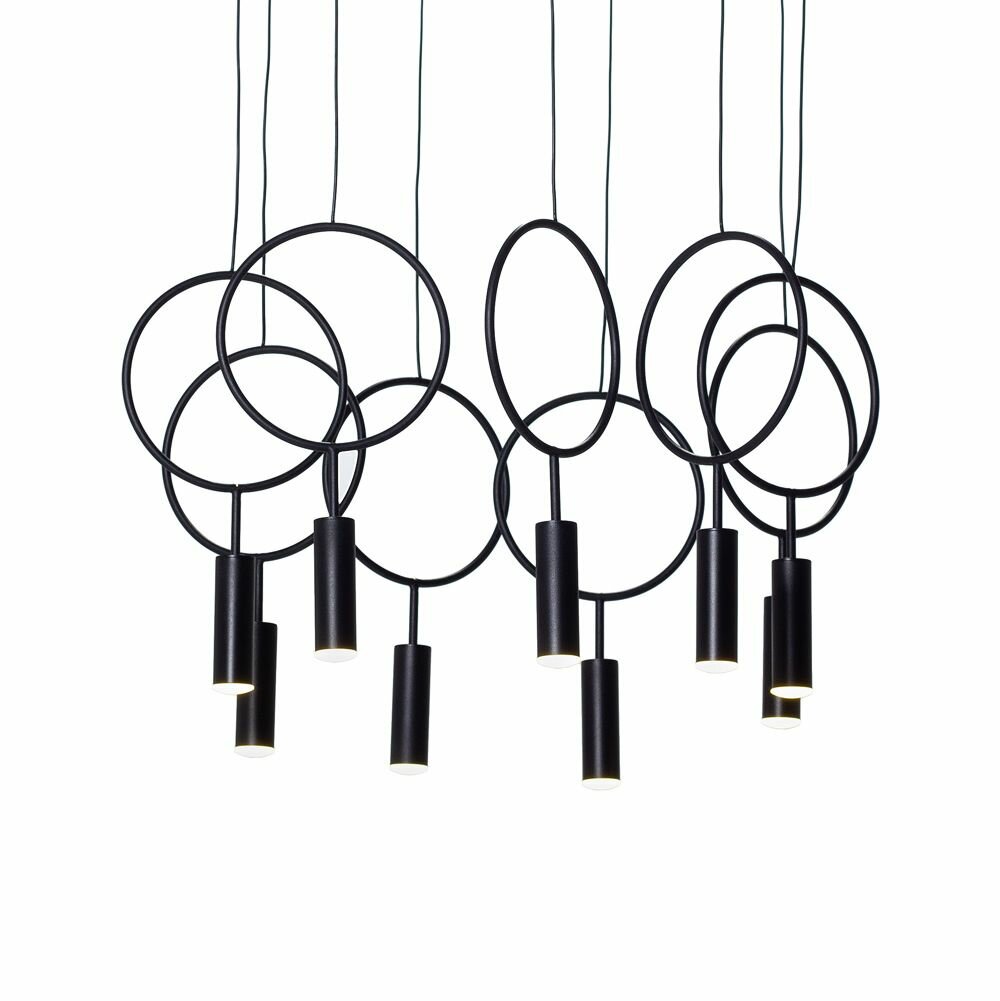 Люстра подвесная LED 27Вт 9 плафонов Люстра потолочная черная KEYS 9D Blesslight