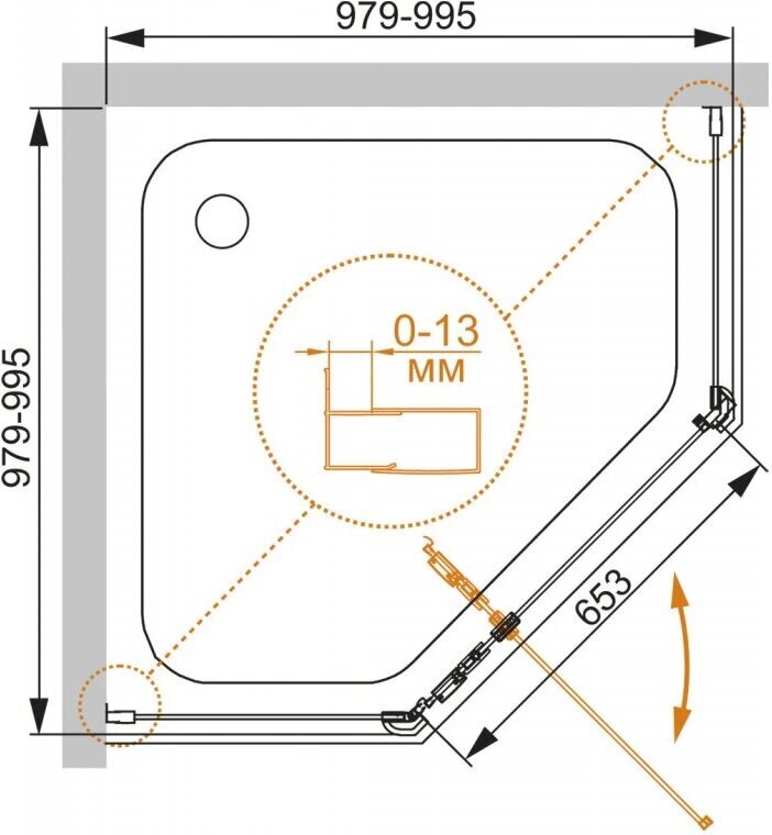 Eco-o-p-1-100-c-cr душевой уголок Cezares