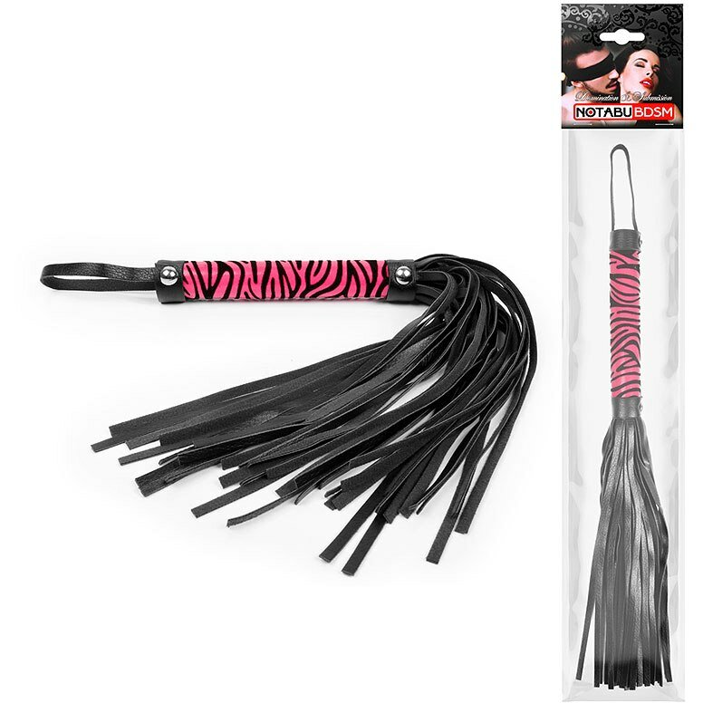 Плетка, чёрно - розовая
