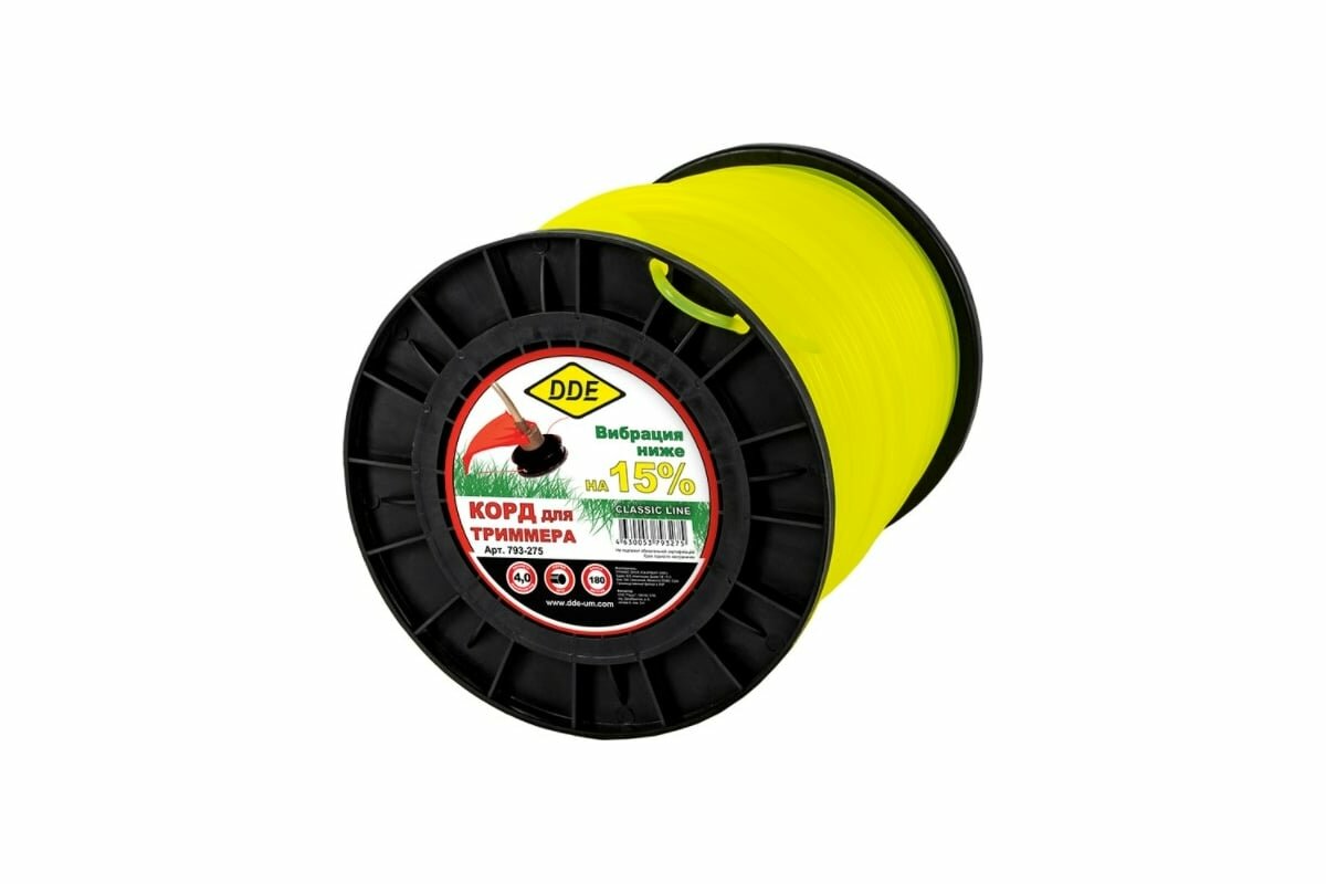 DDE Корд триммерный на катушке Classic line круг 4 мм х 180 м желтый 793-275