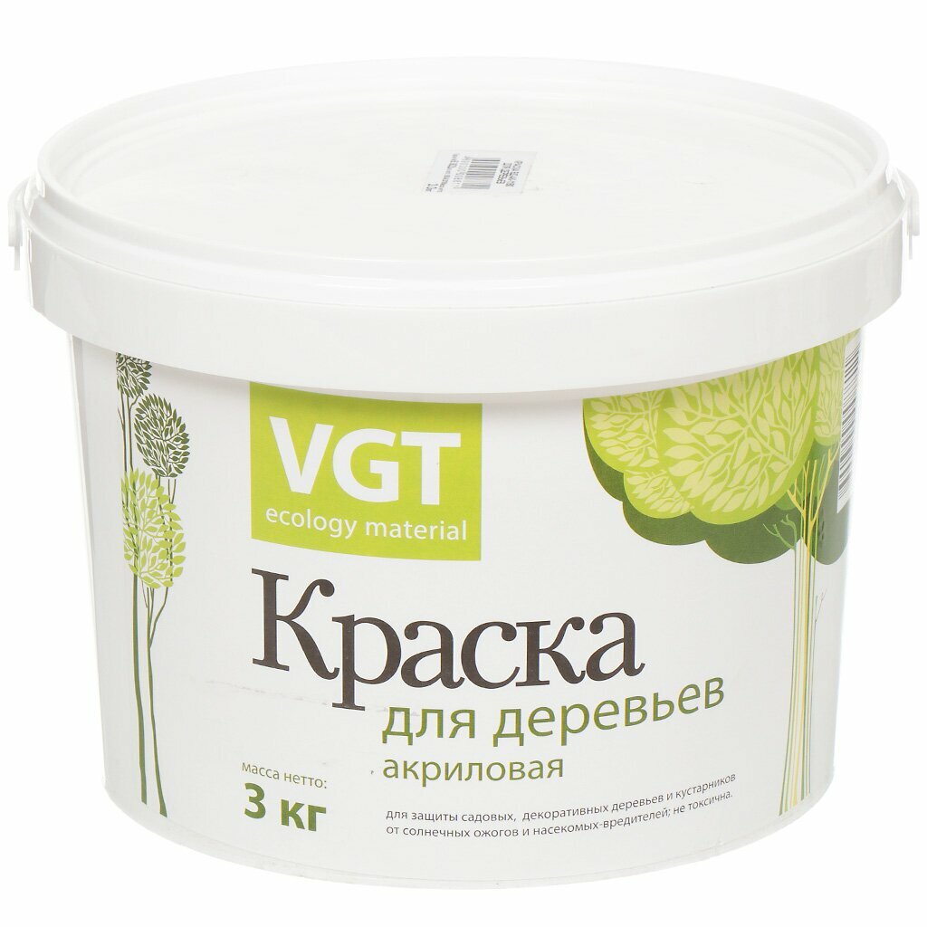 Побелка садовая для деревьев краска, 3 кг, VGT, ВД-АК –1180, 14218