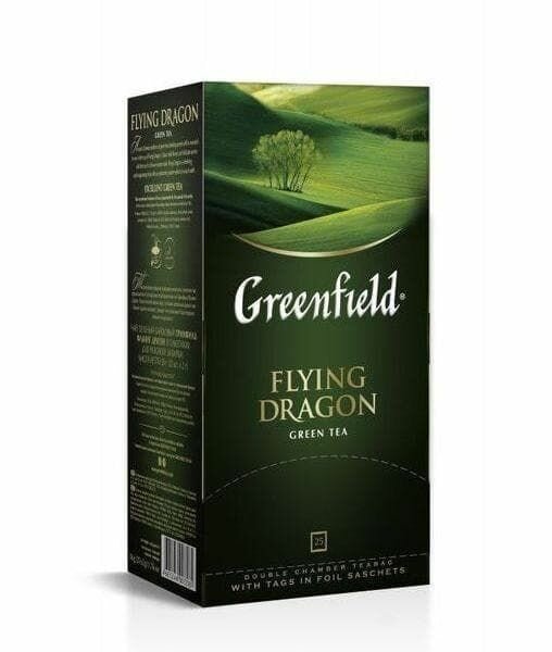 Greenfield Чай зеленый Flying Dragon, 25 пакетиков по 2 г