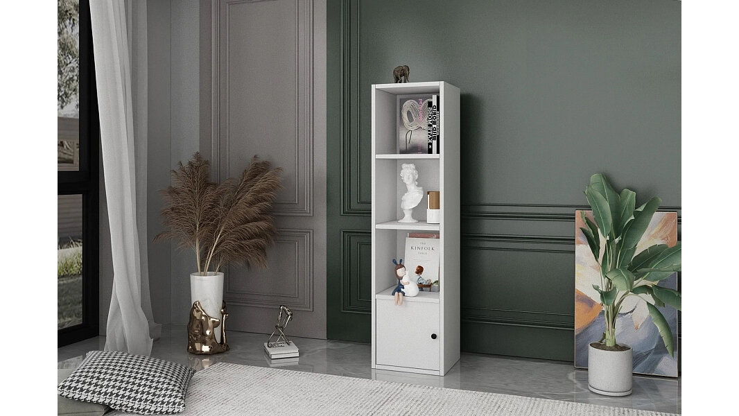 Стеллаж Билли Айден 1 Белый Фасадный 0101 NEW 33,2x30x128 см, GOODFORM