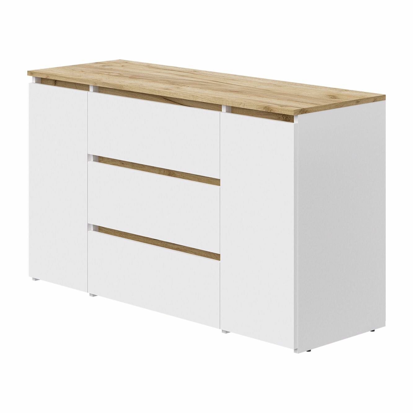 Комод Пирамида "К-32", Белый/Дуб Крафт золотой, ЛДСП