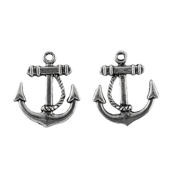 Подвеска, 22.5х20мм, якорь, базовый материал - цинковый сплав, стиль тибетское серебро, 5 шт.