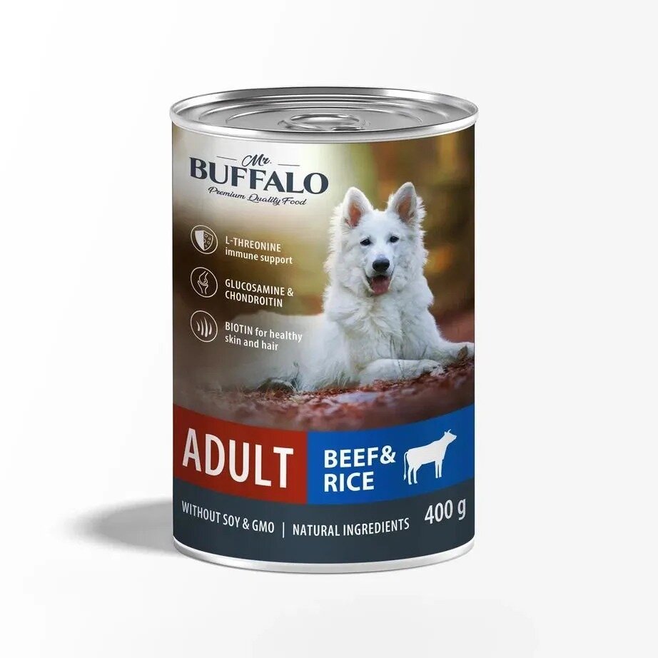 Mr.Buffalo 90426 ADULT консервы для собак Говядина с рисом 400г