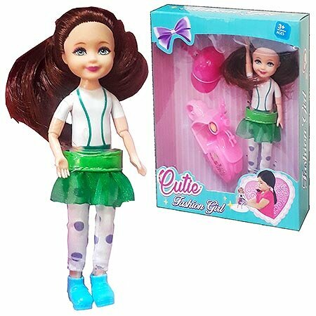 Кукла " Lutie Fashion Girl " 14,5см, мопед, шлем, картонная упаковка 14*18*4 см