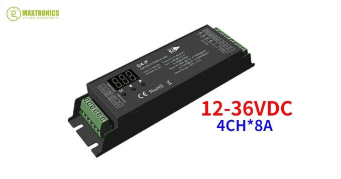 Maxtronics D4-P RGB контроллер DMX512 12-36VDC 4CH*8A