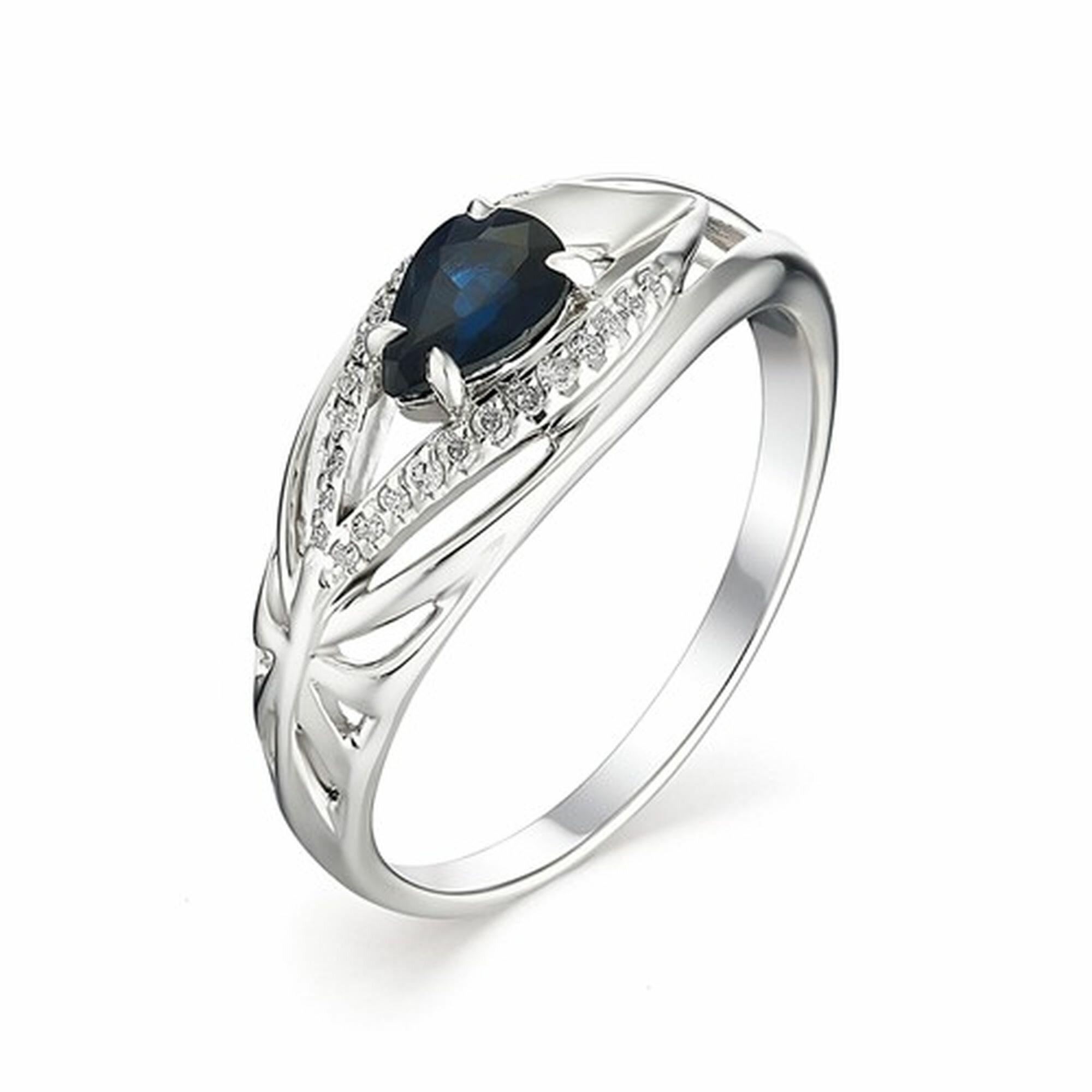 Кольцо, белое золото, 585 проба, сапфир, бриллиант
